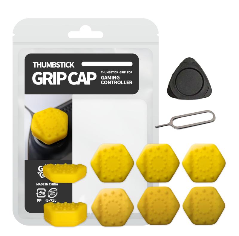 【Plus版】TGG PS5 PS4 Xbox Switch Pro Switch 2 Joy-Con 2 コントローラー専用 フリーク FREEK グリップ キャップ 8個（ハイタイプキャップ：U型/ロータイプキャップ：U型/色：イエロー...