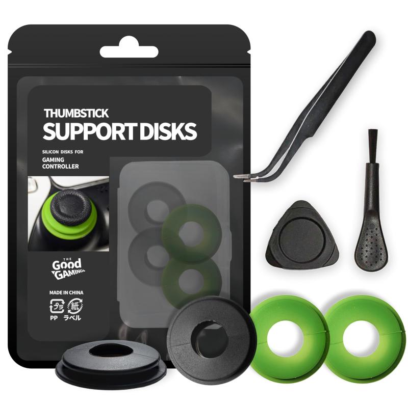 TGG シリコン製 エイム 向上 FPS アシスト ディスク リング 2種類 4個入り PS5 PS4 コントローラー 専用（素材：シリコン/色：ブラック・クリアホワイト）SUPPORT DISKS for PS5 PS4 ゲーム スティッ...