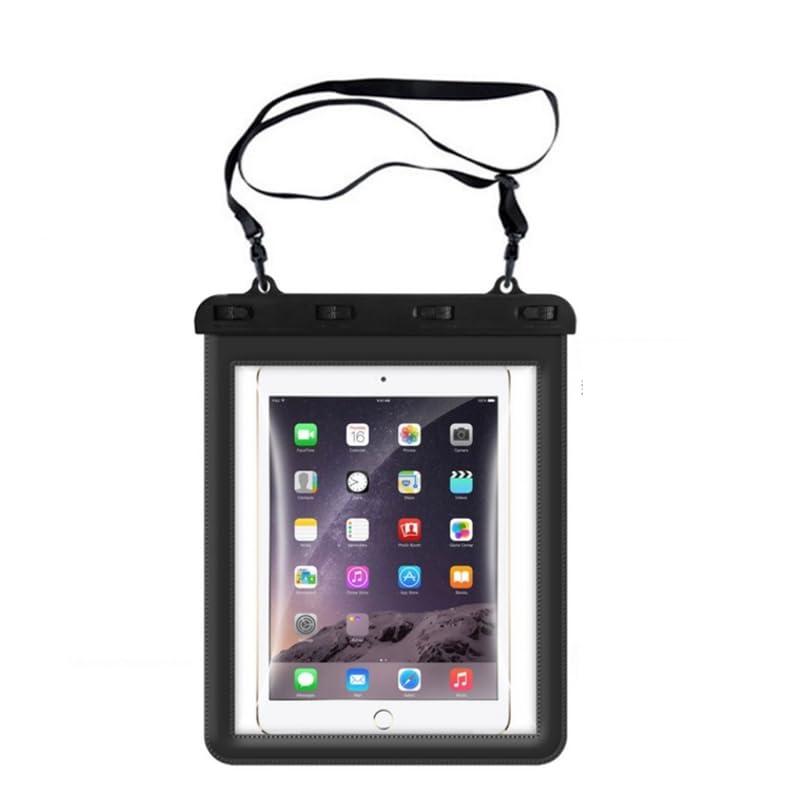 【IPX8 完全防水】防水タブレットケース, iPad Mini/Fire HD 8/Kindle 対応, お風呂/プール/海水浴用, 3重ロック, 首掛けストラップ付き, 透明 ブラック 八寿商事【IPX8 完全防水】国際防水規格IPX8...
