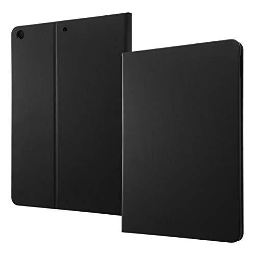 ケース iPad 第7世代 レザーケース スタンド機能付き ブラック レイアウト 耐衝撃 衝撃吸収 カメラ保護 レンズ保護 四隅ガード 滑り止め 指紋防止 汚れにくい ストラップホール付き ワイヤレ【優れた保護力】衝撃からデバイスをしっかり...