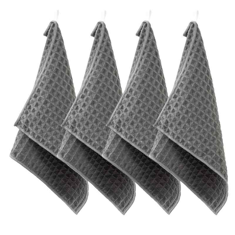 EXGOX ふきん ぞうきん キッチンタオル 厚手 クロス ワッフル生地布巾 食器雑巾 調理台 拭きガラス 洗面台 台拭き 吸水 速乾 抗菌 防臭 4枚 約30*30cm