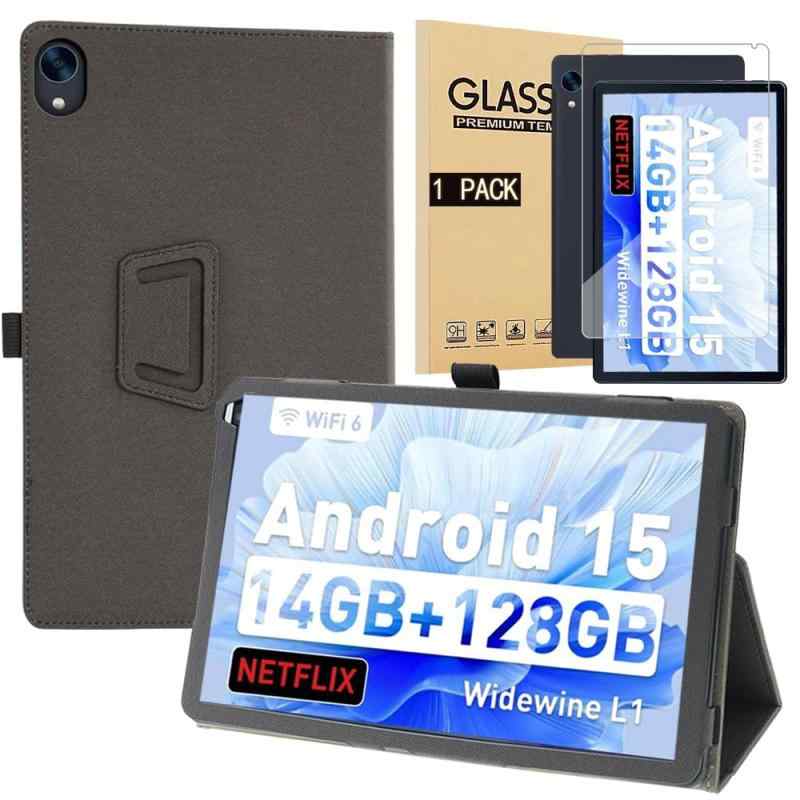 【NSFN】BottHealth C108/Laowei C108/JETAKu C108 専用ケース タブレット 10インチ 2025最新 対応用のカバー PUレザーカバー スタンド可能 ハンドストラップ付 衝撃吸収 保護ケース一個とガラ...