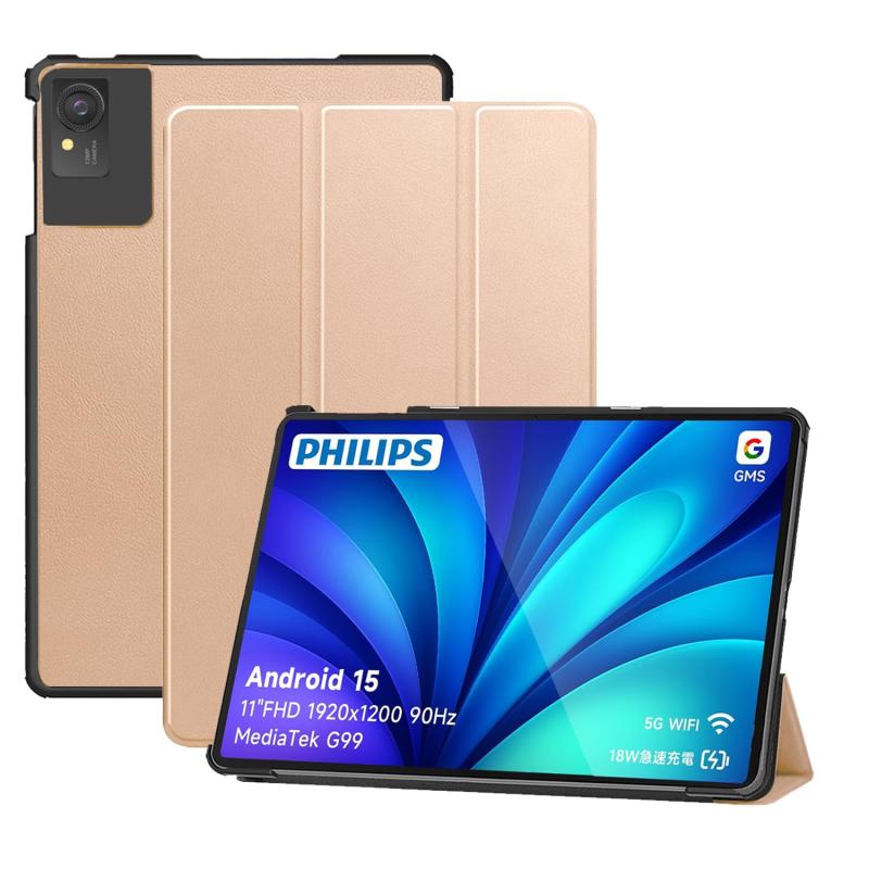 For PHILIPS T8015 用 ケース カバー 保護ケース 【NOUKAJU】 11インチ タブレット収納カバー オートスリープ機能 軽量 薄型 耐衝撃 傷つけ防止 スタンド機能 角度調整 (ローズゴールド)【対応機種】PHILIP...