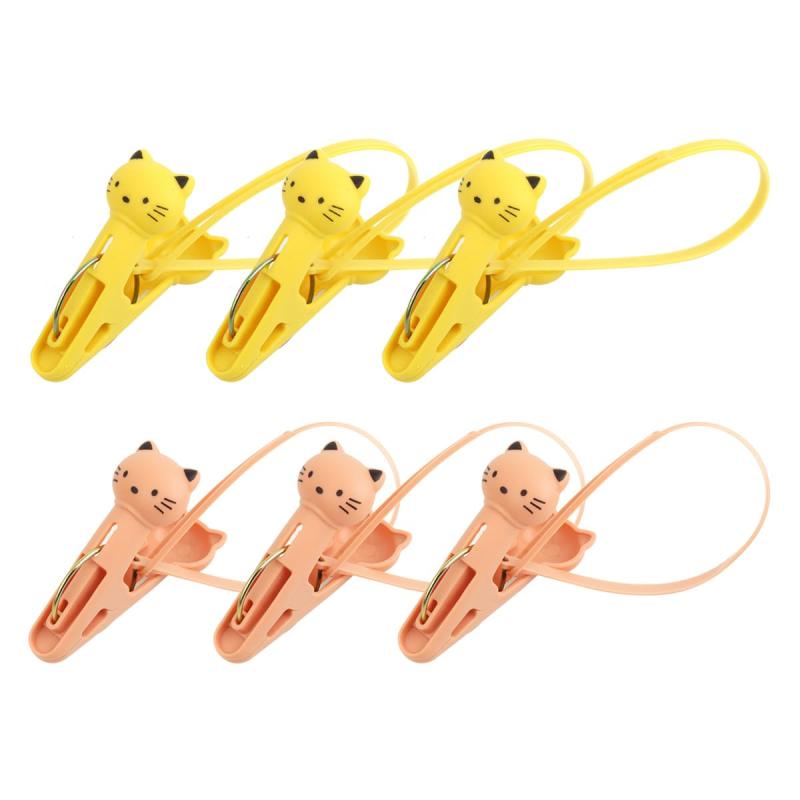 prendre 洗濯ばさみ ねこ 6個 セット クリップ 紐付き 固定 落下 防止 予防 強風 対策 すべり止め 紐 猫 アニマル 強力 袋留め インテリア 立体 PR-SENBA02紐付きで洗濯物が干しやすいねこ型洗濯バサミ持ち手が滑りに...