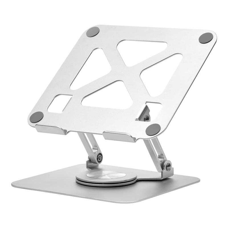 POWER NESSノートパソコンスタンド pcスタンド 持ち運び タブレットスタンド アルミニウム製 折り畳み式 360度回転可能 高さ＆角度調整可能 姿勢改善 滑り止め付き 耐荷重10kg 在宅仕事【360 度自由回転】 ツール不要で天...