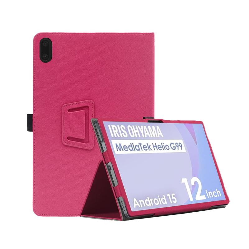 For アイリスオーヤマ(IRIS OHYAMA) TM12E2W74-AZ1B タブレット 12インチ ケース 角度調整 スタンド機能 高級PU レザー 全面保護 調節可能 擦り傷防止 磁気吸着 薄型軽量 良い手触り アイリスオーヤマ(