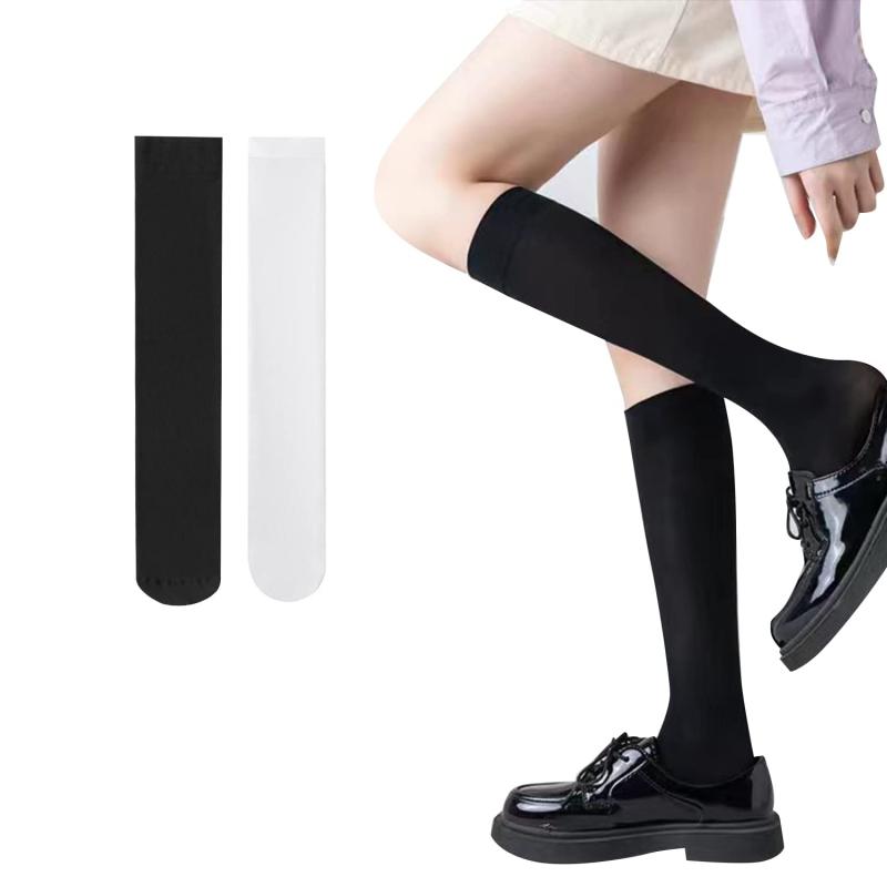 [WindTour] ハイソックス レディース 靴下 ストッキング 着圧ソックス ニーソックス ひざ下 ロングソックス 無地 着圧 スクールソックス 黒 白 100デニール 膝下 ストッキングソックス【美脚・足長効果 女子の魅力を実現 】こ...