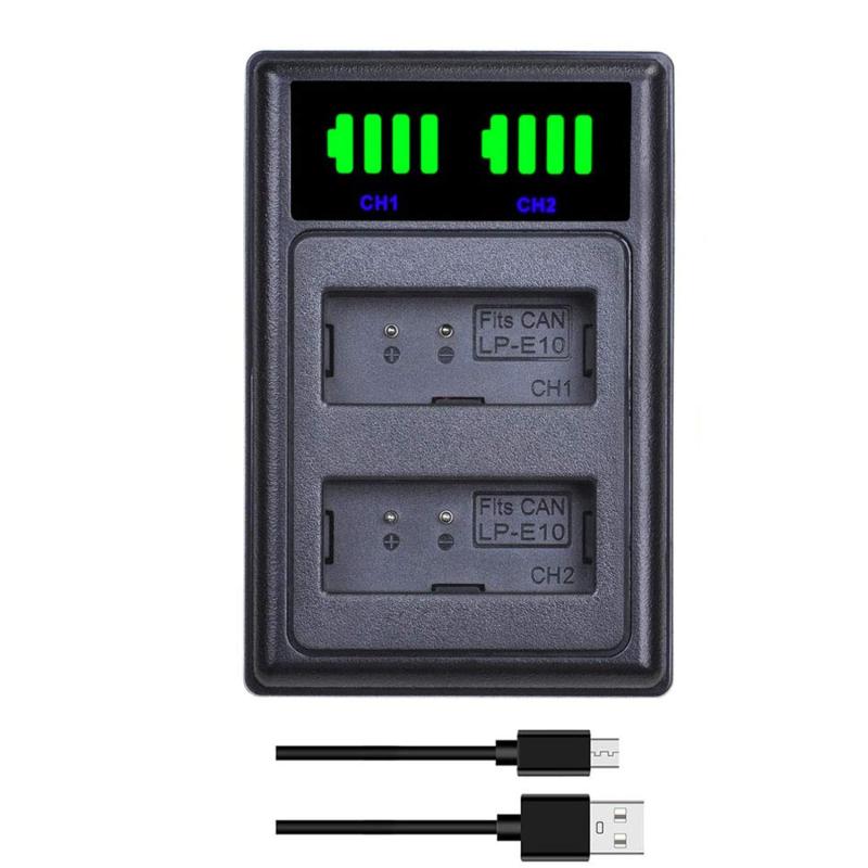 KWTOUL LP-E10 USB デュアルバッテリー充電器 LC-E10C LC-E10 LC-E10E 充電器 に対応Canon EOS Rebel T7 T6 T5 T3 T100 EOS 4000D 3000D 2000D 1500...