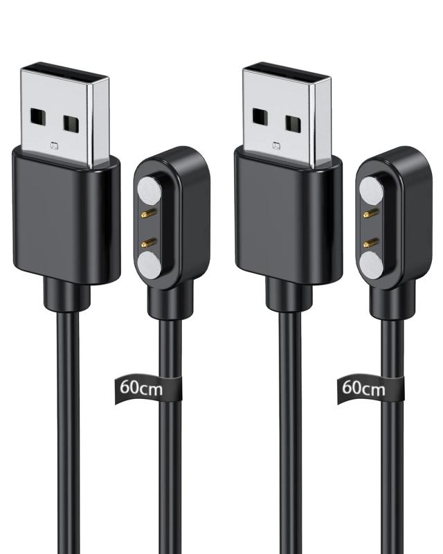 For Bolinker DM80 スマートウォッチ 充電ケーブル USB 磁気充電器【KONXISA】汎用マグネットコード 磁気吸着 高耐久 軽量 小さい 持ち運び便利 旅行用（2本セット）【対応機種】Bolinker DM80 2.0イ...