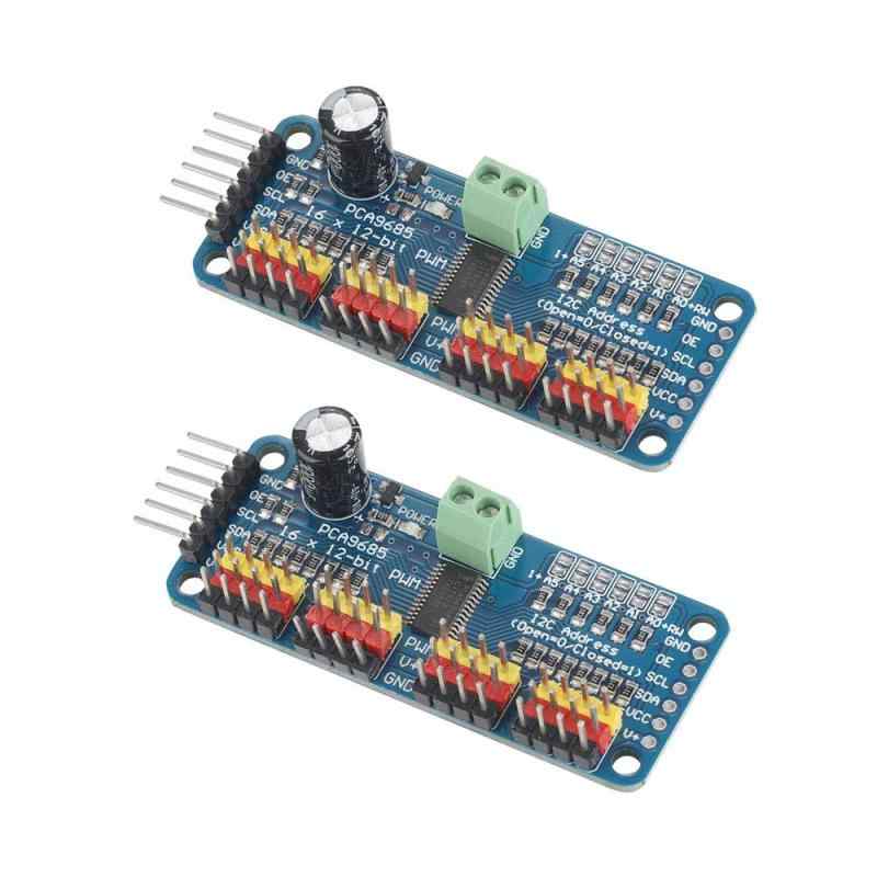 VKLSVAN 2個 PCA9685 16チャンネル 12-ビット PWM Servo モーター ドライバー IIC モジュール Arduinoと互換自作ロボットを作る際に必要な起動装置のモーターを制御するモータードライバーです。PCA96...