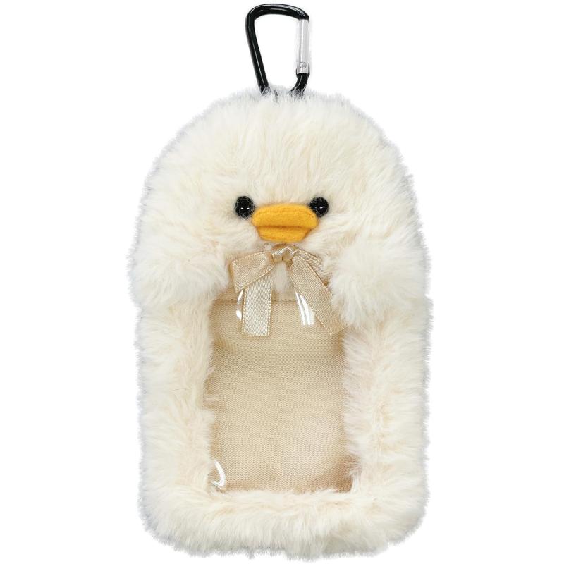 [Stream] パスケース リール付き Tino ふわもこアニマル ぬいぐるみ風 定期入れ カラビナ付き キーホルダー 通学 通勤 ICカードケース シュナウザー シーズー 柴犬 ウサギ クマ ひよこ ゴリラ カ