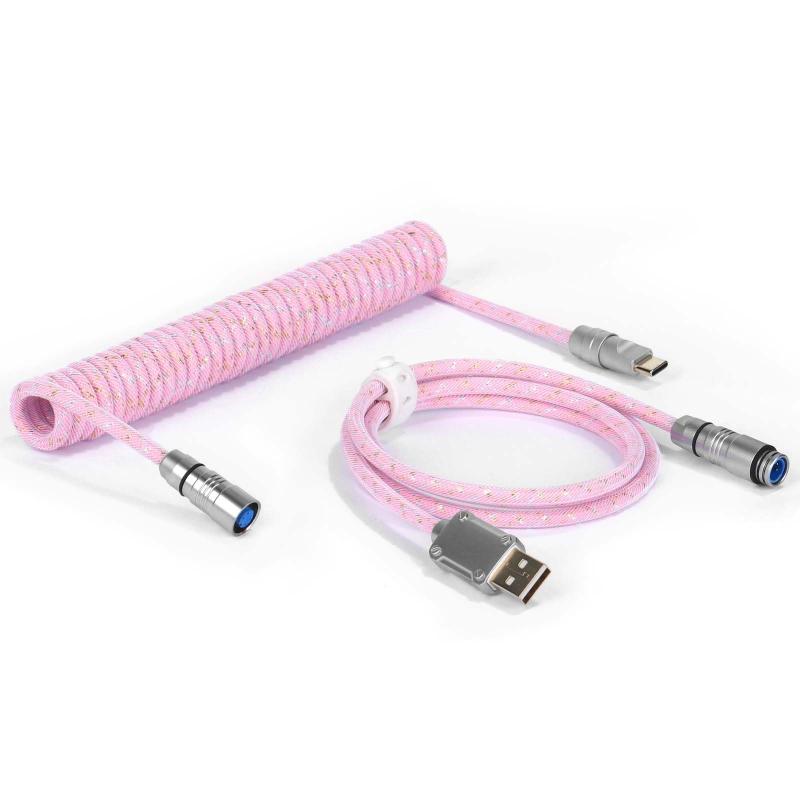 MAMBASNAKE C05 キーボードケーブル コイルケーブル メタル航空コネクタ 二重織り製法 CNC精密コネクタ 高精度 超高速反応 取り外し可能な金属製アビエーター付き 耐久性 互換性 プラグインコ