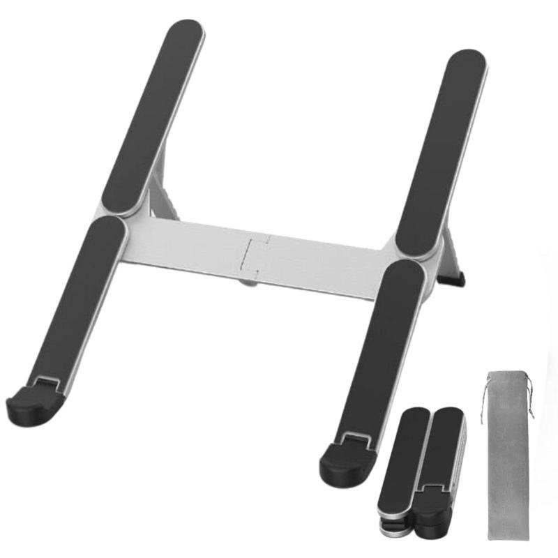 ノートパソコンスタンド PCスタン アルミ合金 タブレットスタンド 折りたたみ 軽量 安定 放熱 滑り止め 高さ角度6段階調整 収納可能 在宅 出勤勤務 持ち運びに便利 10-16インチまで対応【商品仕様】折りたたみ時のサイズ：12.7cm...