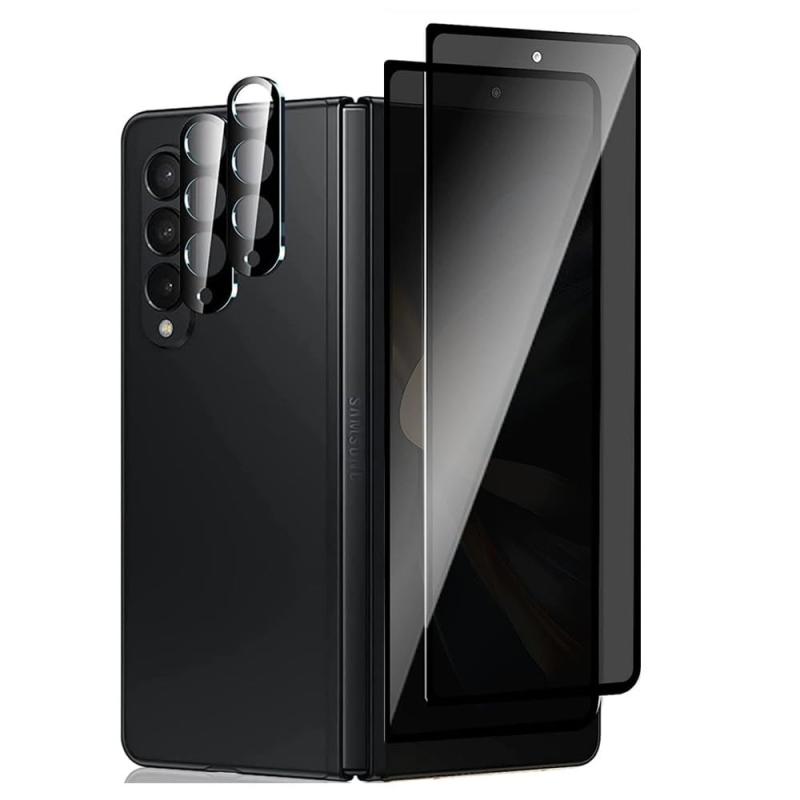 【アンチグレア＆覗き見防止】【2+2枚セット】Galaxy Z Fold5 ガラスフィルム（2枚）+カメラフィルム（2枚） さらさら ギャラクシー ゼット フォールド5 外側画面 専用 アンチグレア ガラスフィ【対応機種】Galaxy Z ...