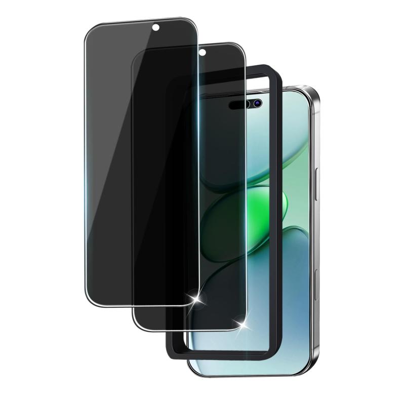 【覗き見防止 2枚】Slanku ガラスフィルム iPhone 15 Pro 用 覗き見防止 極薄 耐衝撃 指紋防止 自動吸着 貼りやすい 飛散防止 全面保護 貼り付け簡単 いphone15pro 対応 フィルム 【ガイド枠付き 6.1イ【...