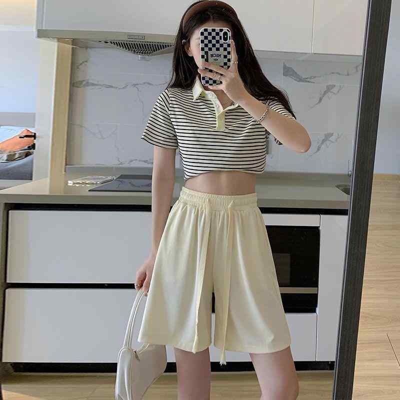 ・素材: ポリエステル・パンツスタイル: ストレート・パンツ丈: 5分丈・ウエスト: ミドルウエスト・厚さ: 普通・デザイン: ポケット・カラー: ピンク, ブラック, オフホワイト, ブルー, グリーン・サイズ: S, M, L, XL,...