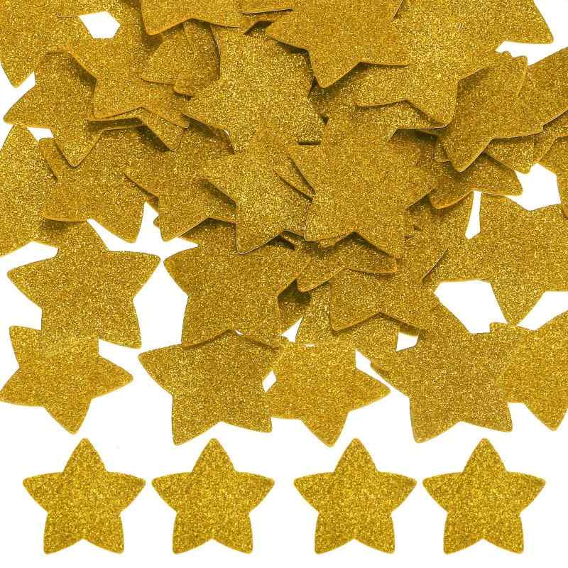 PATIKIL 2.2×2.2インチ スター型 フォームステッカー 120枚 EVA 自己粘着 ピカピカ クラフト シール スク ラップブック カード DIY ホームデコレーション 金カラー:金トーン、ピカピカ;素材:EVA;スタイル:スタ...