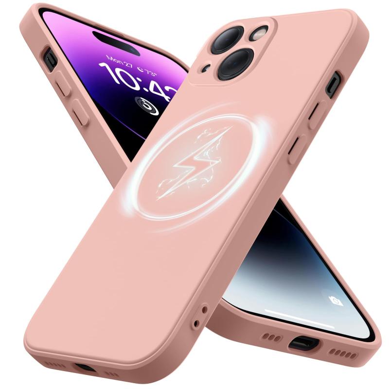 TLOMPLO 対応 iPhone 14 用の ケース シリコン Magnetic 薄型 米軍MIL規格 tpu スリム 磨り表面 指紋防止 柔らかい裏地 14 耐衝撃 ワイヤレス充電対応ストラップホール付き 黄ばみなし レンズ保護 滑り【...