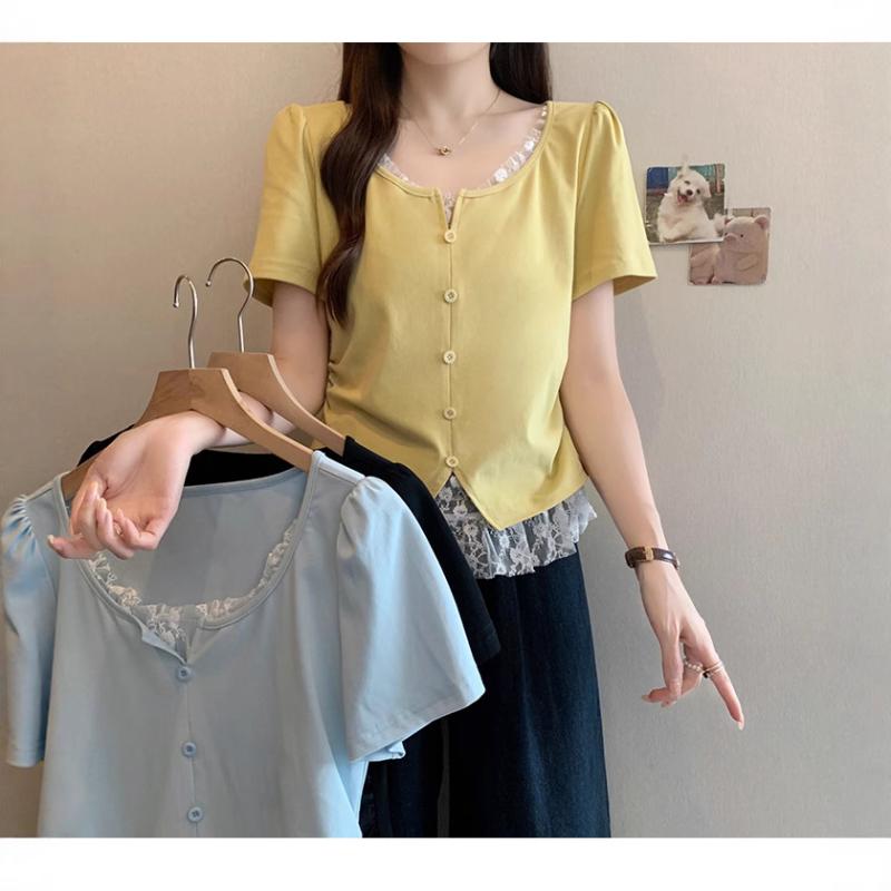 ・カテゴリ: Tシャツ・スタイル: 甜美風・主な素材: 綿・主な素材含有量: 90%（含）-95%（不含）・柄: 拼接・流行要素: 勾花・袖丈: 無袖・袖型: 常规袖・ネックライン: 半開領・フィット: 寛鬆型・衣長: 普通款(50cm&l...