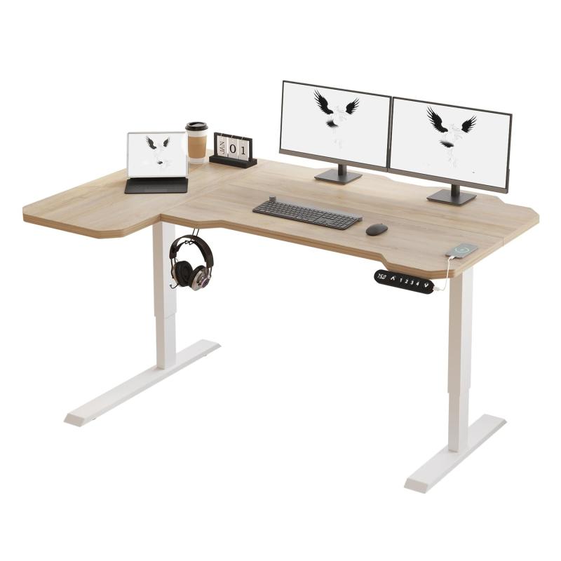 Suhapup 電動昇降デスク 机 電動式 パソコンデスク 幅150CM×奥行101CM 電動昇降式スタンディングデスクつくえ 高さ調節メモリー機能付き 高さ71~117CM 高さ調節可能商品仕様：足＋天板 。 天板：幅約150CM×奥行約...