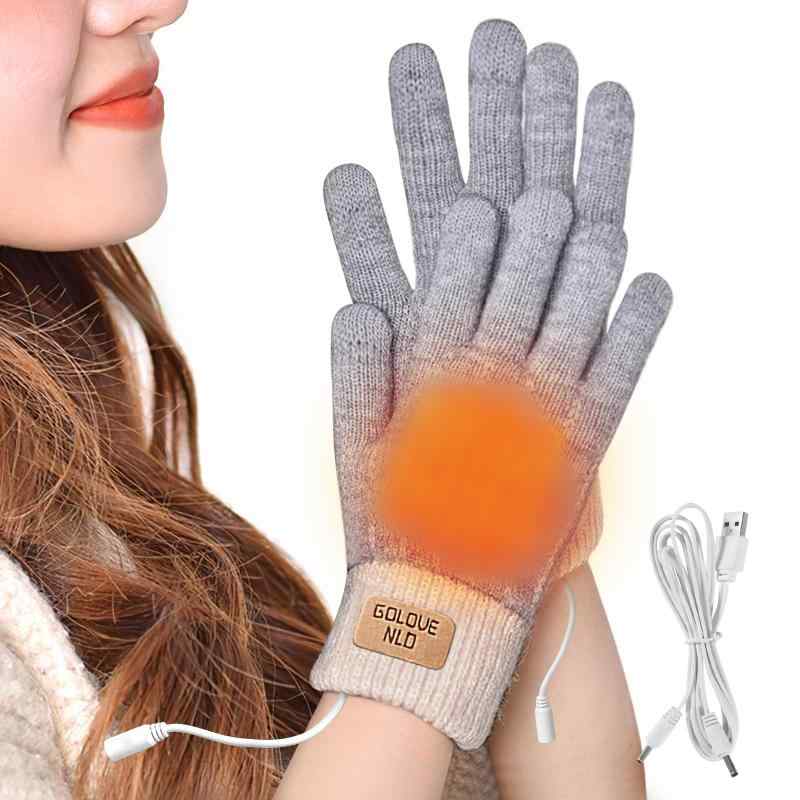 [Maiso] 冬用速暖 手袋 レディース 裏起毛 電熱グローブ USB給電式 冬用 防寒 スマホ対応 女性 おしゃれ 編み手袋 男女兼用 保温 防寒 通勤 通学 バイク 自転車 スキー クリスマスギフト