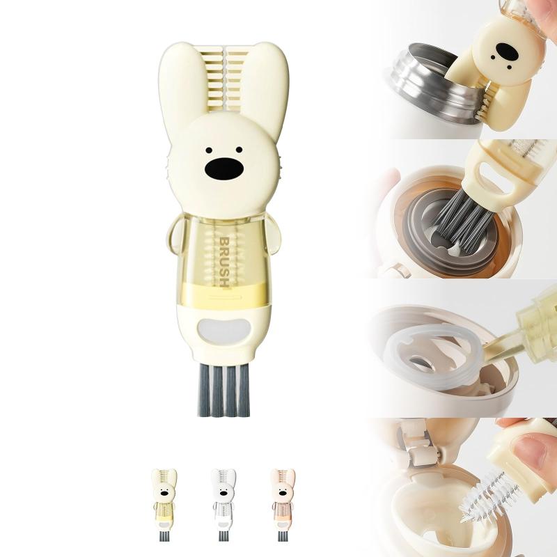 ZeniMart 水筒 ブラシ ボトル コップ 水筒隙間清潔ブラシ ボトル蓋隙間洗い ゴムパッキン掃除 コップ/断熱ボトル/哺乳瓶 4 in 1 多機能 回転 洗浄 便利 で汚れを落とす 深狭口容器用 [並行輸入品【製品仕様】クリーニングブ...