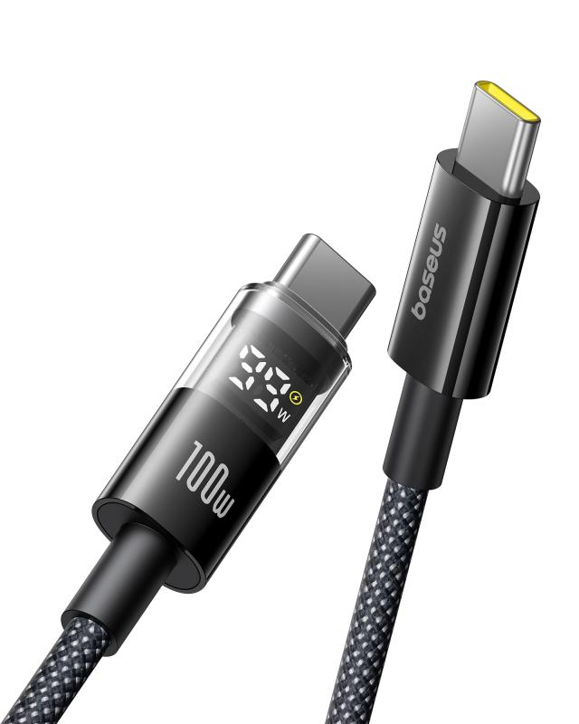 Baseus USB-C ケーブル 出力表示 透明デザイン 100W 急速充電 PD対応Baseus USB-C ケーブル 出力表示 透明デザイン 100W 急速充電 PD対応 ナイロン編み 断線防止 Type-C &amp; Type-C...