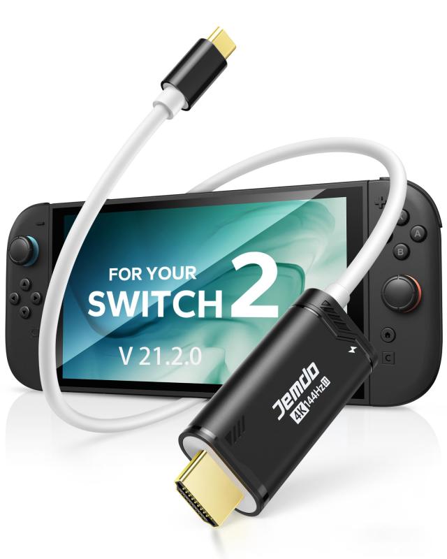 JEMDO Switch 2 ドック HDMI ケーブル【2025年新登場】 PD100W充電 Type-C to HDMI変換 直接テレビ出力対応 スイッチ2（V21.1.0）