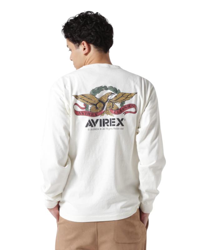 [Avirex] [アヴィレックス] FADE WASH VINTAGE LABEL EAGLE T-SHIRT フェイドウォッシュ ヴィンテージ ラベル イーグル 長袖 Tシャツ メンズ 783-5130013[原産国]:中国製