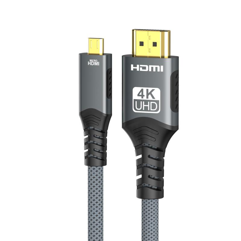 FDBRO Micro HDMI to HDMI 2.0ケーブル 4K@60Hz 18Gbps シルバーグレー HDR10対応 無酸素銅芯 高速伝送 高耐久設計 カメラ/ゲーム機/タブレット/4Kテレビ接続用[高解像度＆高リフレッシュレート...