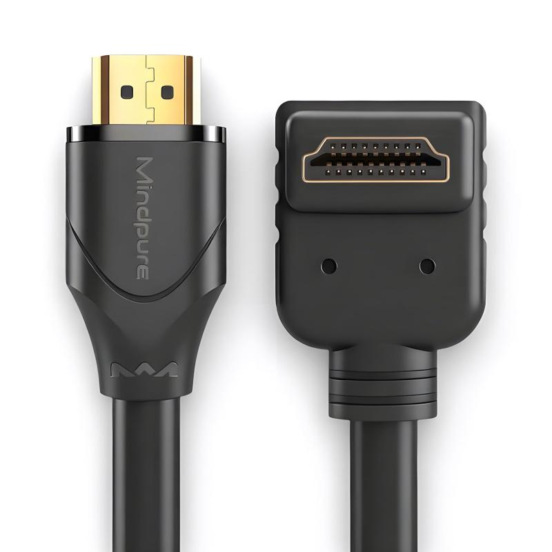 Mindpure L型 HDMI ケーブル 90度 直角 4K 60Hz 18Gbps HDR10 3D 立体視対応 音視同期 拡張・ミラーモード 多層シールド 金メッキプラグ 耐屈曲設計 PS5/PS4/Xbox/Switch/Apple...