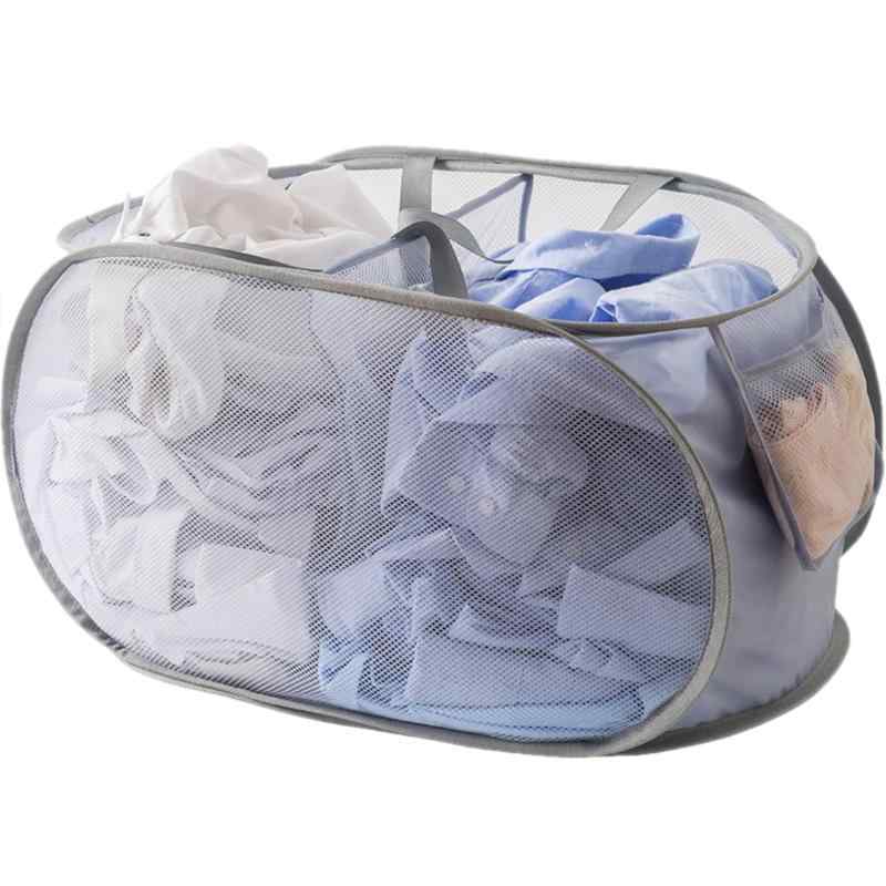 JP-SAKURA ランドリーバッグ メッシュ 折りたたみ コインランドリー用バッグ 大容量 洗濯カゴ オシャレ超軽量で自立するランドリー収納 たっぷり入れる折り畳み式・運び簡単洗濯物を入れ、濡れた服もOK仕分けが楽になる仕切付