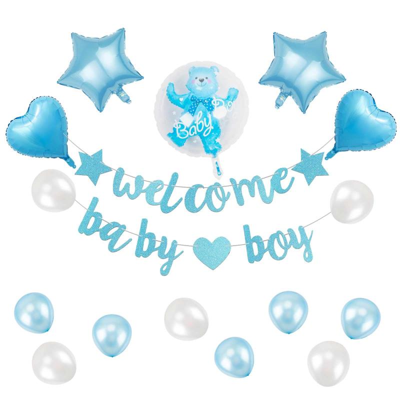 ベビーシャワー バルーン 飾り セット welcome baby boy バルーン 風船 ガーランド 飾り付け セット かわいい 出産お祝い 男の子 クマ くま Boy Baby Shower デコレーション 赤ちゃん ベビー ベイビー セ...