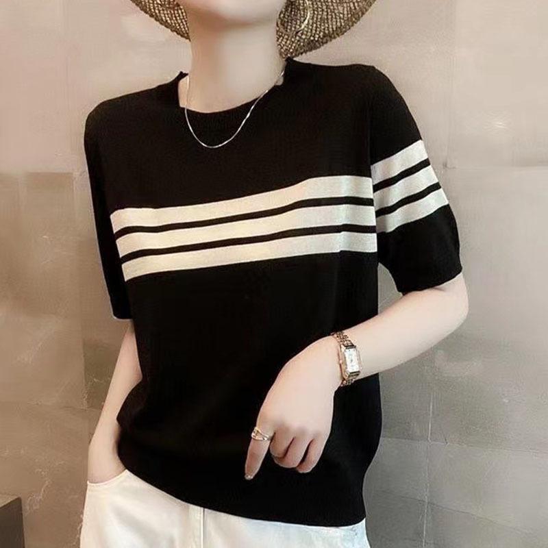 ・カテゴリ: Tシャツ・スタイル: 通勤・主な素材: ポリエステル・柄: 条紋/格子・袖丈: 短袖・袖型: 通常袖・カラー展開: 白色、黒色・サイズ展開: M、L、XL、XXL・ネックライン: クルーネック・衣長: 普通款(50cm<...