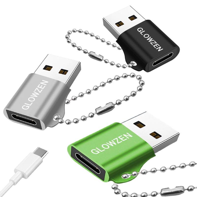 GLOWZEN usb c 変換アダプタ タイプc 変換 3個セット usb 3.0（オス）type-c（メス）変換アダプタ 急速充電 480Mbps 高速伝送【頑丈＆スタイリッシュ】：タイプCメス-USBオス変換、USB3.0変換、ミニマ...