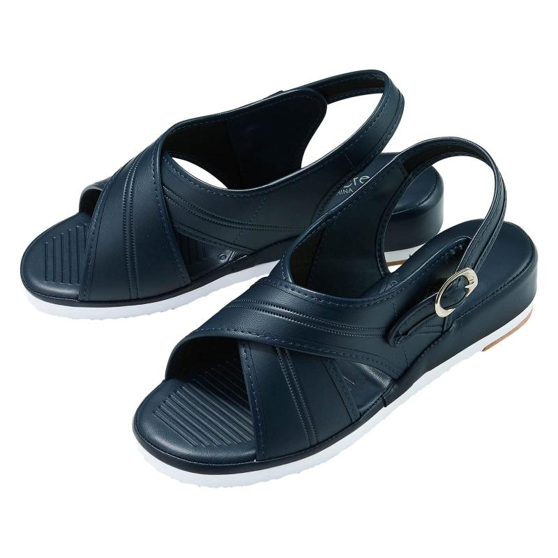 [アンファミエ] ナースサンダル クロス 軽量 疲れにくい 看護 オフィス クッションインソール【アンファミエオリジナル】【クッションインソール】【ベルト式】【5サイズ展開S～3L】●素材/合成皮革 ●かかと高さ/約4.0cm●重量/約17...