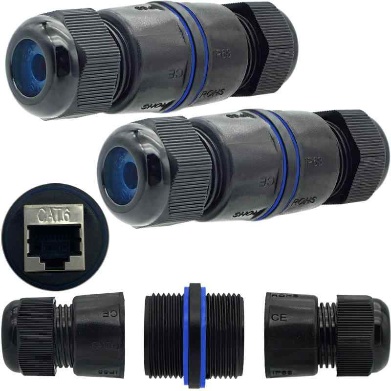 防水LANコネクタ2 個、CTRICALVER 防水RJ45カプラー CAT.6E/CAT.6/CAT.5E/CAT.5 用、屋外LANケーブルコネクタ 、イーサネットカプラー 、lanケーブル 延長コネクタ