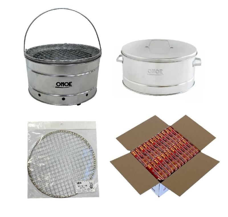 尾上製作所(ONOE) 丸型卓上コンロ MTK-245 炭火式 スチール製 シルバー バーベキュー BBQ キャンプ アウトドア用