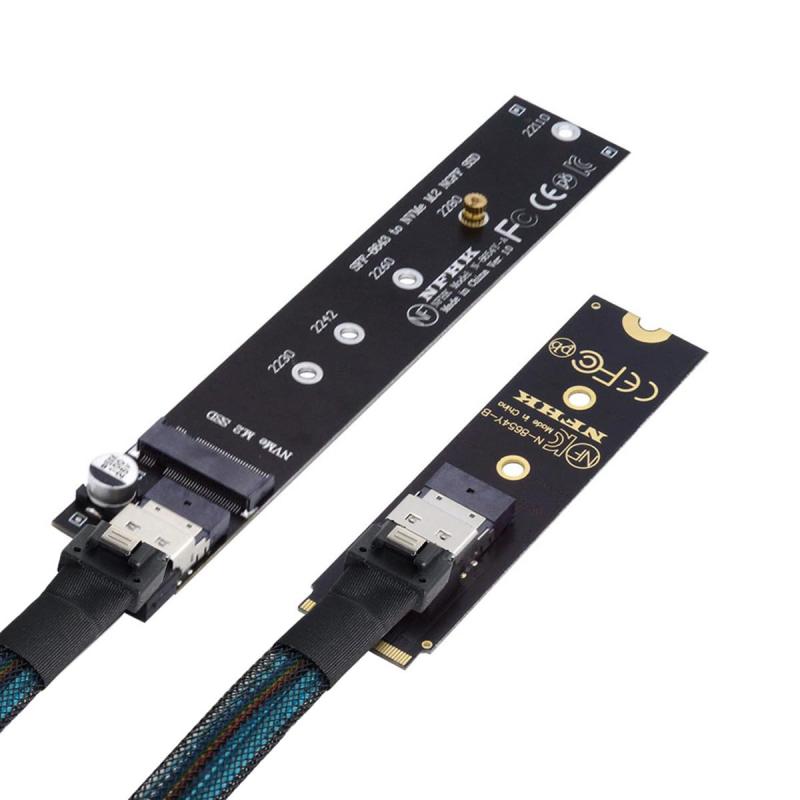 Cablecc NGFF B+M/M-Key NVME Male to Female Extension Cable with SFF-8654 for Mainboard SSD