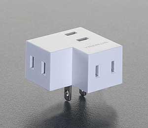 エスコ(Esco) AC125V/15A L型三口タップ EA940CD-34入数:1個サイズ:45(W)×25(D)×45(H)mm