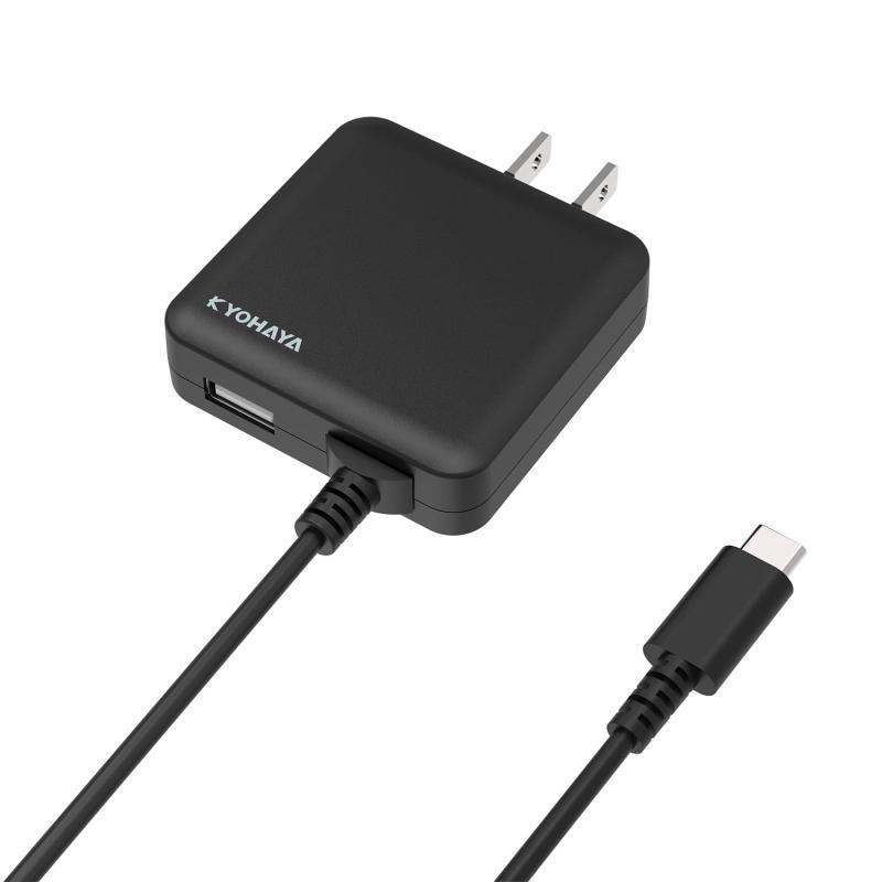 KYOHAYA USB充電器 Type-Cケーブル一体型 1.5m 急速充電 薄型 USB-Aポート搭載 2台同時充電 ACアダプター 折畳式プラグ 安全 軽量 コンパクト 海外対応 CHARGE GEAR INTEG シリーズ最大30W出...