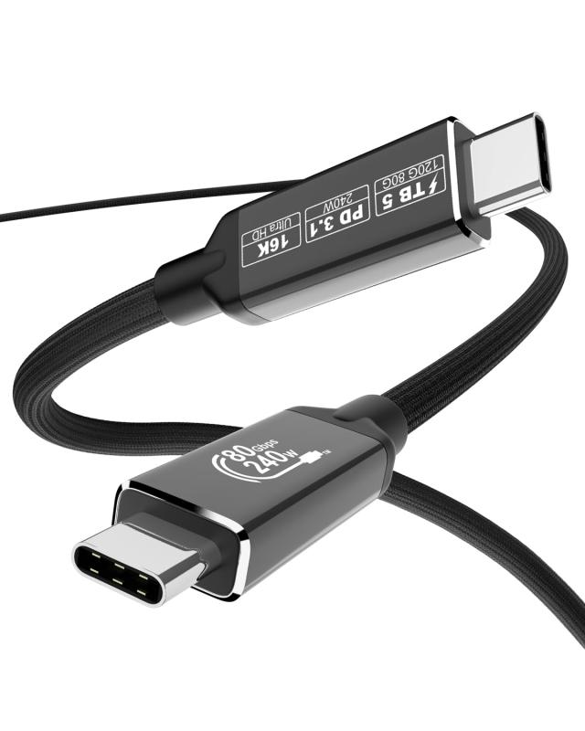 Thunderbolt 5 USB80G 240Wケーブル 最大120Gの帯域幅ブースト、8K/16K HDディスプレイ、240W高速充電、Thunderbolt 4、USB4、Thunderbolt 3、USB-C[驚異的な120Gbps...
