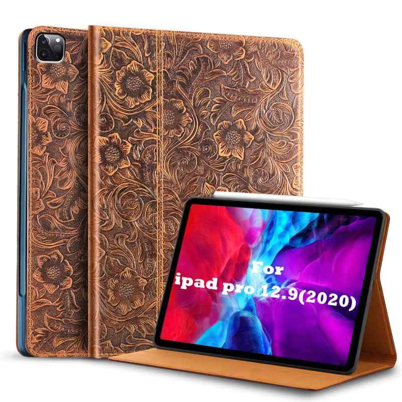 Gexmil ケース iPad Pro 12.9 インチ,6/5/4/3世代通用 (2022/2021/2020/2018)高級レザー製 耐衝撃性 軽量 防指紋 防滑,オートスリープ/ウェイク,アジャスタブルスタンドレザー ipad ケース