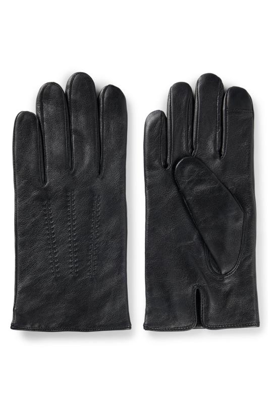 [ボス] レタリングロゴ &amp; ウールブレンド ライニング レザーグローブ メンズ