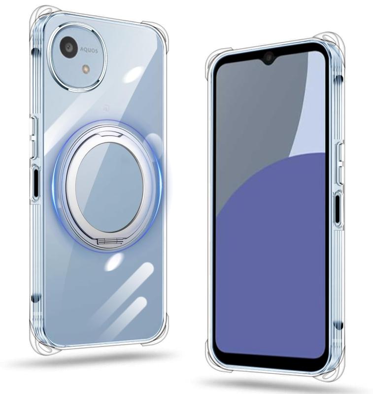 Cexitesuo For ケース クリア リング付き 静音360°回転スタンド 縦横両対応 耐衝撃 カバー 軽量 薄型 人気 スマホケース 透明 TPU 四隅がエアクッション構造 車載ホルダー対応【対応機種】カバー（ご注意：ご購入前機種を...