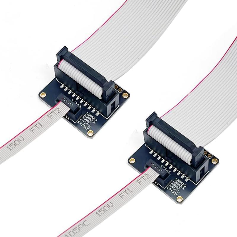 Treedix 2pcs JTAG変換ボード 変換アダプタ JTAG（2X10 2.54mm） to SWD (2x5 1.27mm) IDCリボンケーブル付き 電子工作 (JTAG変換ボード + IDCリボンケーブル)JTAG（2X10 ...
