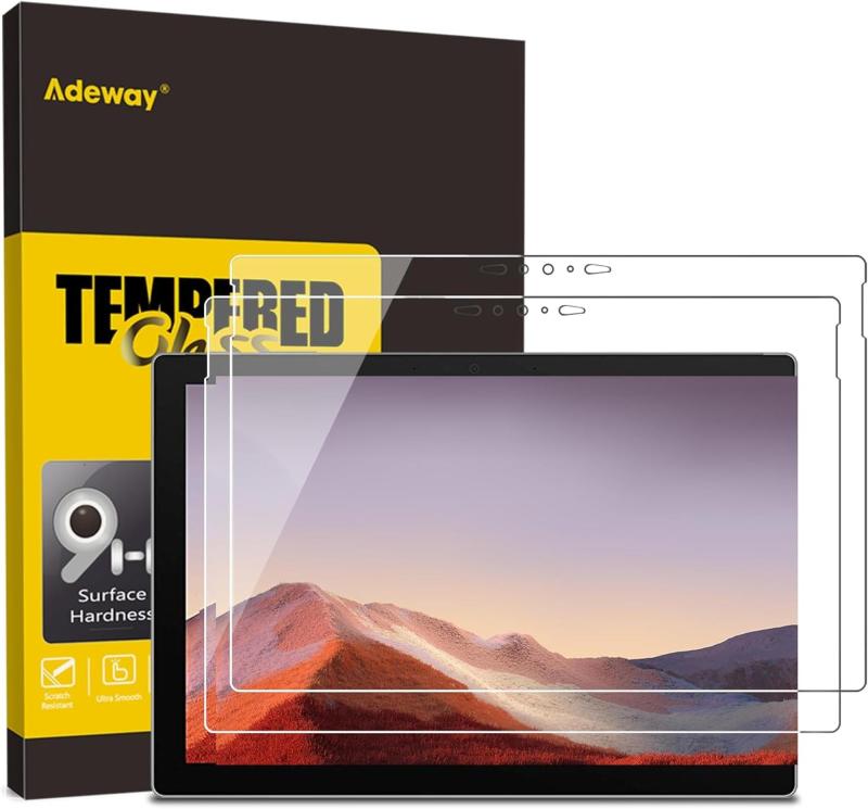 【2枚入り】Adeway Surface Pro 7 Plus/Surface Pro 7 ガラス保護フィルム 12.3inch 精度型【9H硬度 高透過 指紋防止 気泡防止 高感度タッチ 2.5D加工 貼り付け簡単】UAG Case対応[...