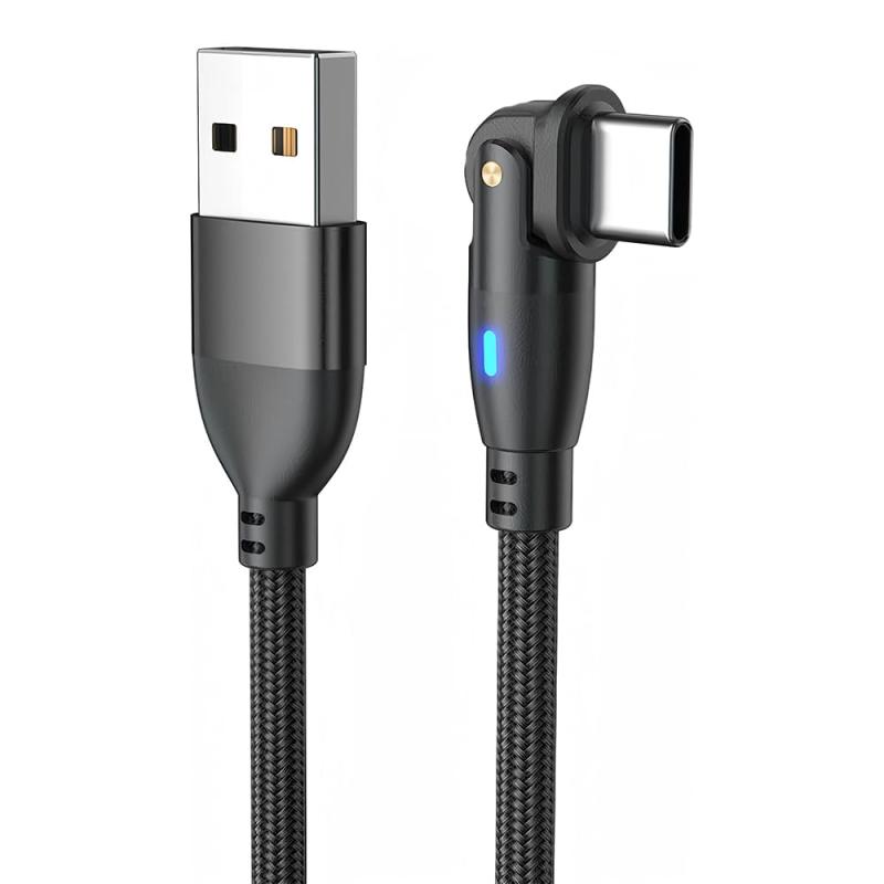 USB C ケーブル L字型 タイプc ケーブル 1m 強化TPE製 ブラック 180度回転 高速データ転送 急速充電 Micro充電コード その他Android各種 などUSB-C機器対応【L字型のデザイン &amp; 180°回転可能】...