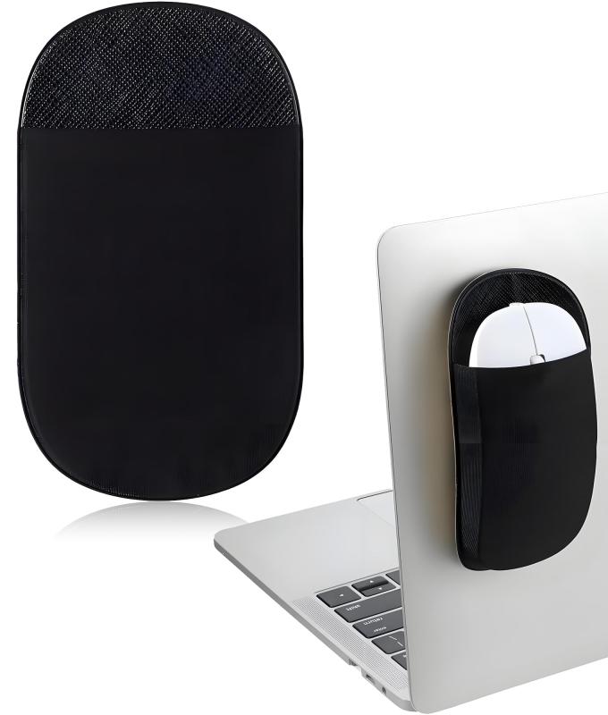 マウスバッグ 貼るポケット 粘着式マウスポーチ 1個セット PCポケット ノート パソコン用 ワイヤレス 無線マウス スリーブケースポケット 収納袋 弾性マウスバッグ 小物収納 超薄型ワイヤセット内容：粘着式マウスポーチ1個セット；ノートパ...