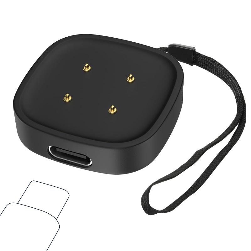 MoKo Fitbit Sense1/2 Versa3/4 用 充電器 変換アダプタ TYPE-C マグネット式 磁力強化版 対応 スタンド 紛失防止設計 軽量 カニカン付き 磁気吸着 ケーブル(付属せず)と合わせて使用が必要「適用機種」　...